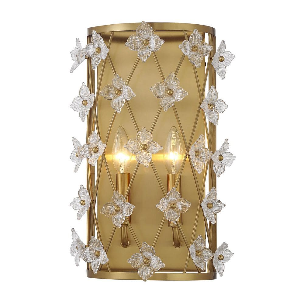 Savoy House Bailey 9.75 in. W x 15.5 in. H 2-Light Warm Brass Dimmable ...