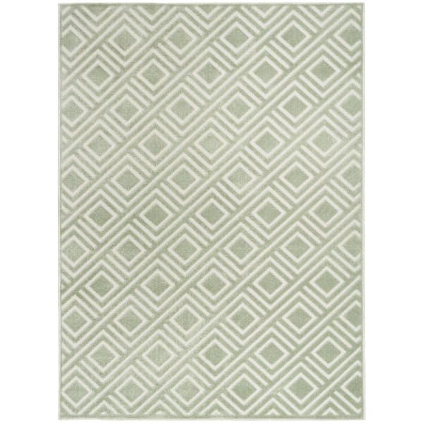 Nourison Casual Green 7 ft. x 9 ft. Checker Contemporary Area Rug ...