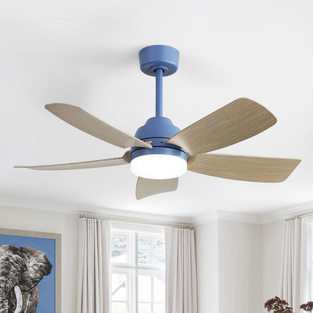 Sofucor 42 in. Indoor Integrated LED Dark Blue Ceiling Fan With Light ...