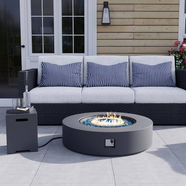 Gray concrete propane fire pit store