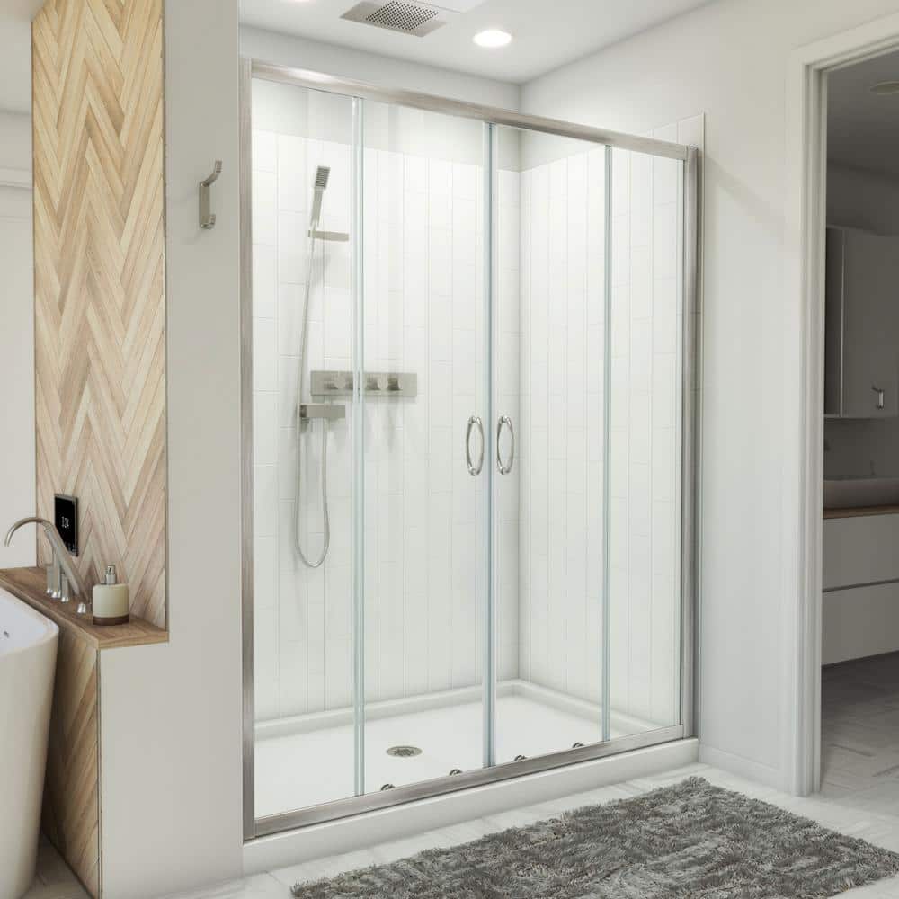 DreamLine Vision 60 in. W x 78-3/4 in. H x 34 in. D x Sliding Shower ...