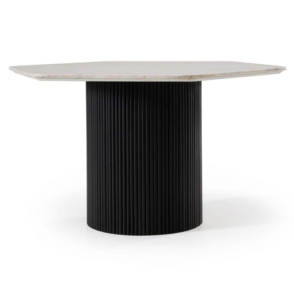 MR MODREST Modrest Rivas Modern White and Black Marble 51 in. Pedestal ...