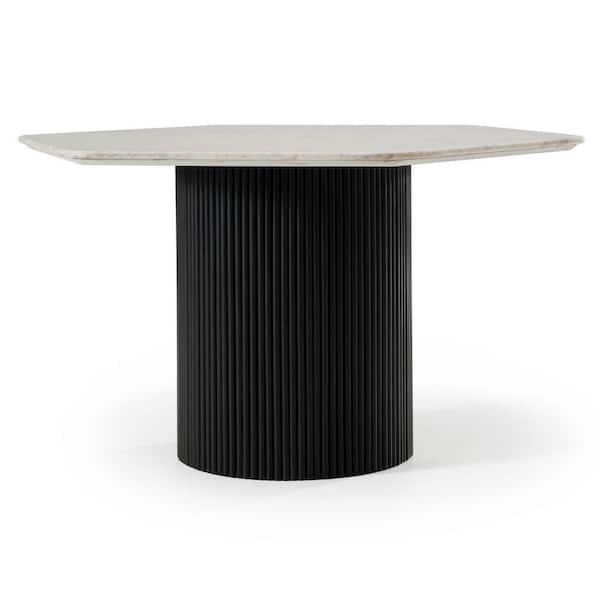 MR MODREST Modrest Rivas Modern White and Black Marble 51 in. Pedestal ...