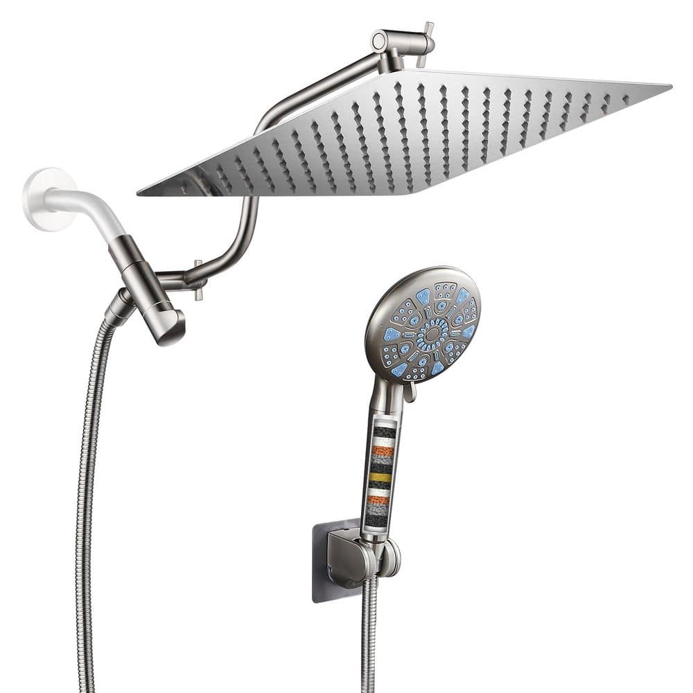 Heemli Rainfull 2-in-1 9-Spray Patterns Adjustable Fixed Shower Head ...