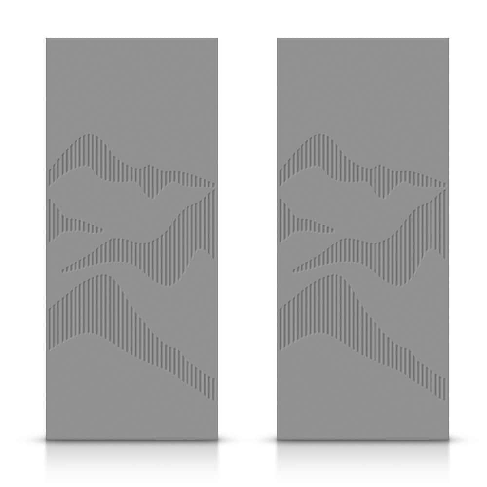 CALHOME 60 in. x 80 in. Hollow Core Light Gray Painted Composite MDF ...