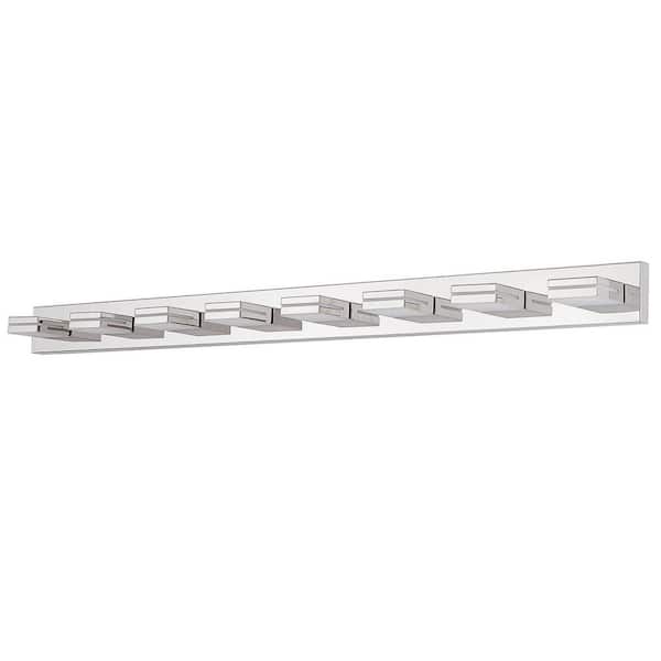 GMGSROM 63 in. 8-Light Modern Chrome LED Vanity Light Bar with Acrylic ...