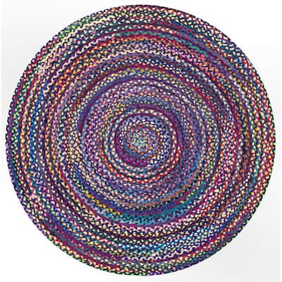 nuLOOM Tammara Colorful Braided Purple Multi 4 ft. x 6 ft. Oval Rug ...