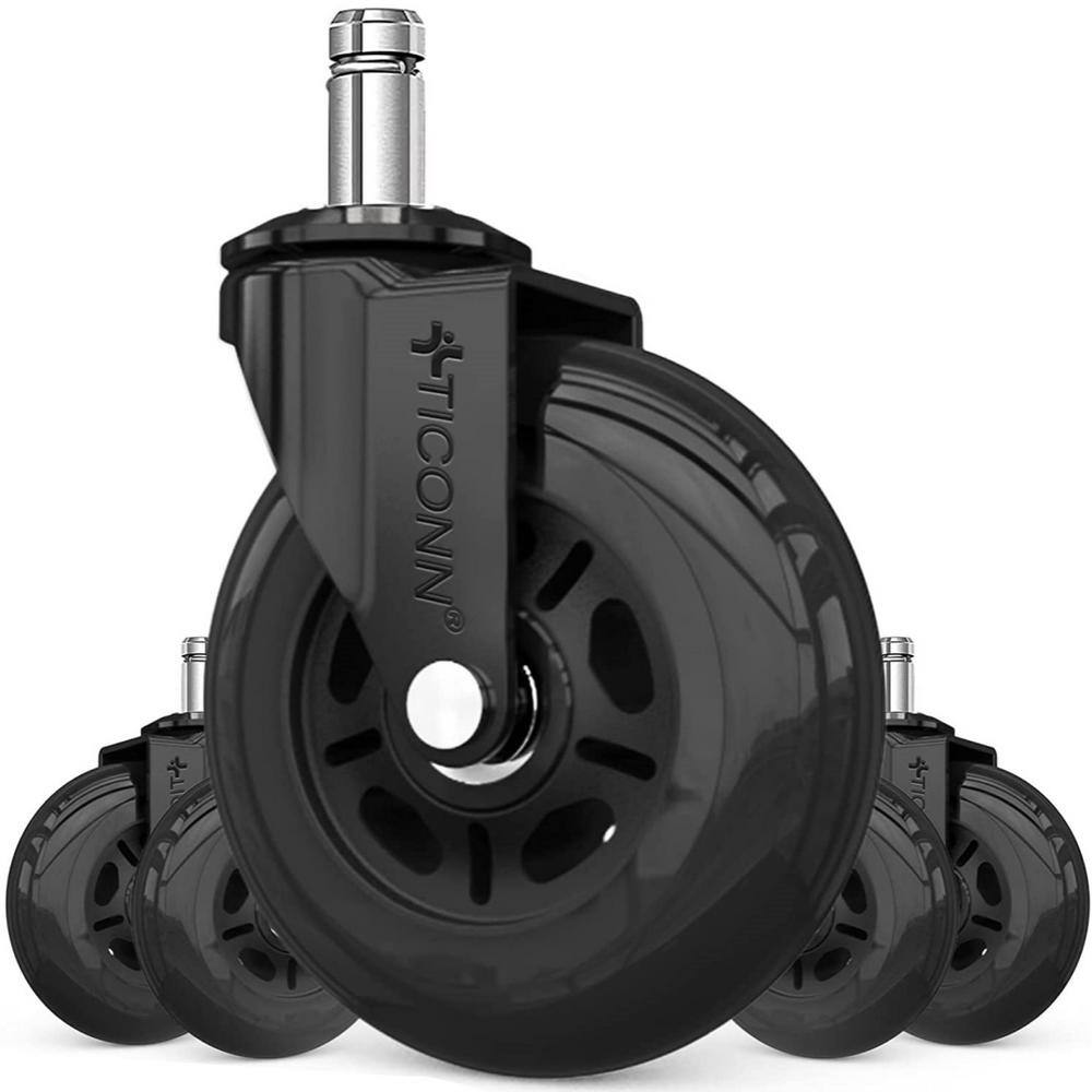 Angel Sar Black Office Chair Caster Wheels for Tile, Hardwood Floors ...
