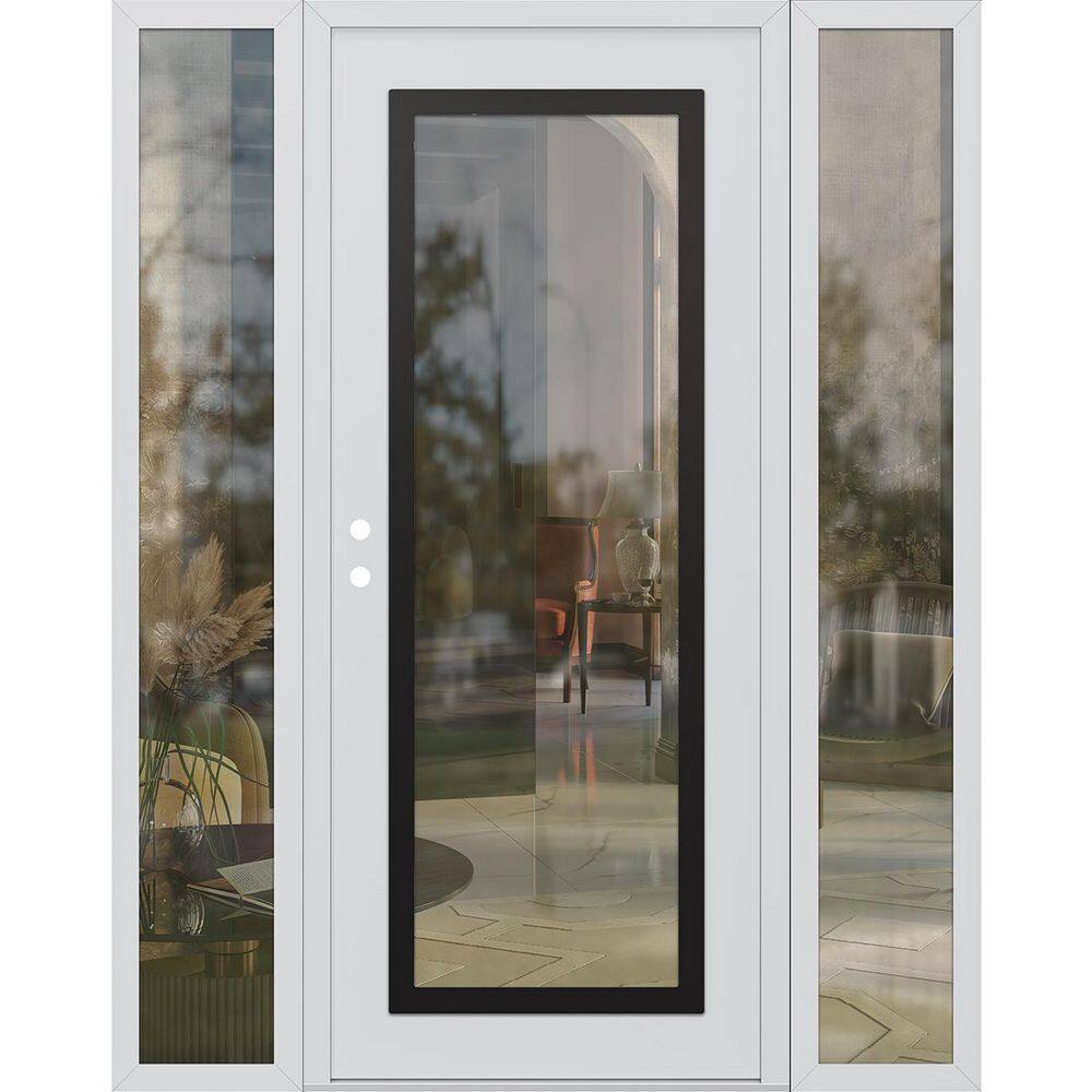 C1 68 in. x 80 in. Black P Right-Hand/Inswing Clear Glass White/White 2 ...