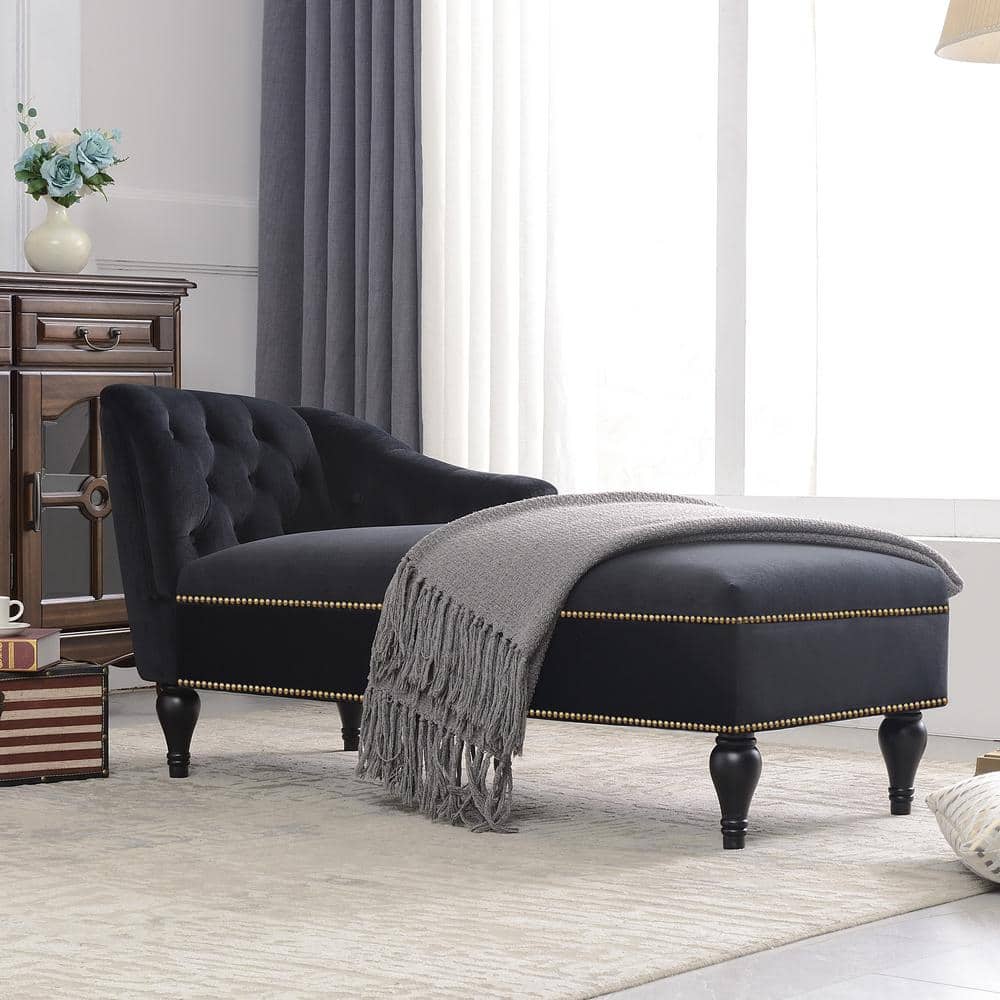 Polibi 58 in. Square Arm Velvet Rectangle Sofa with Nailhead Trim and ...