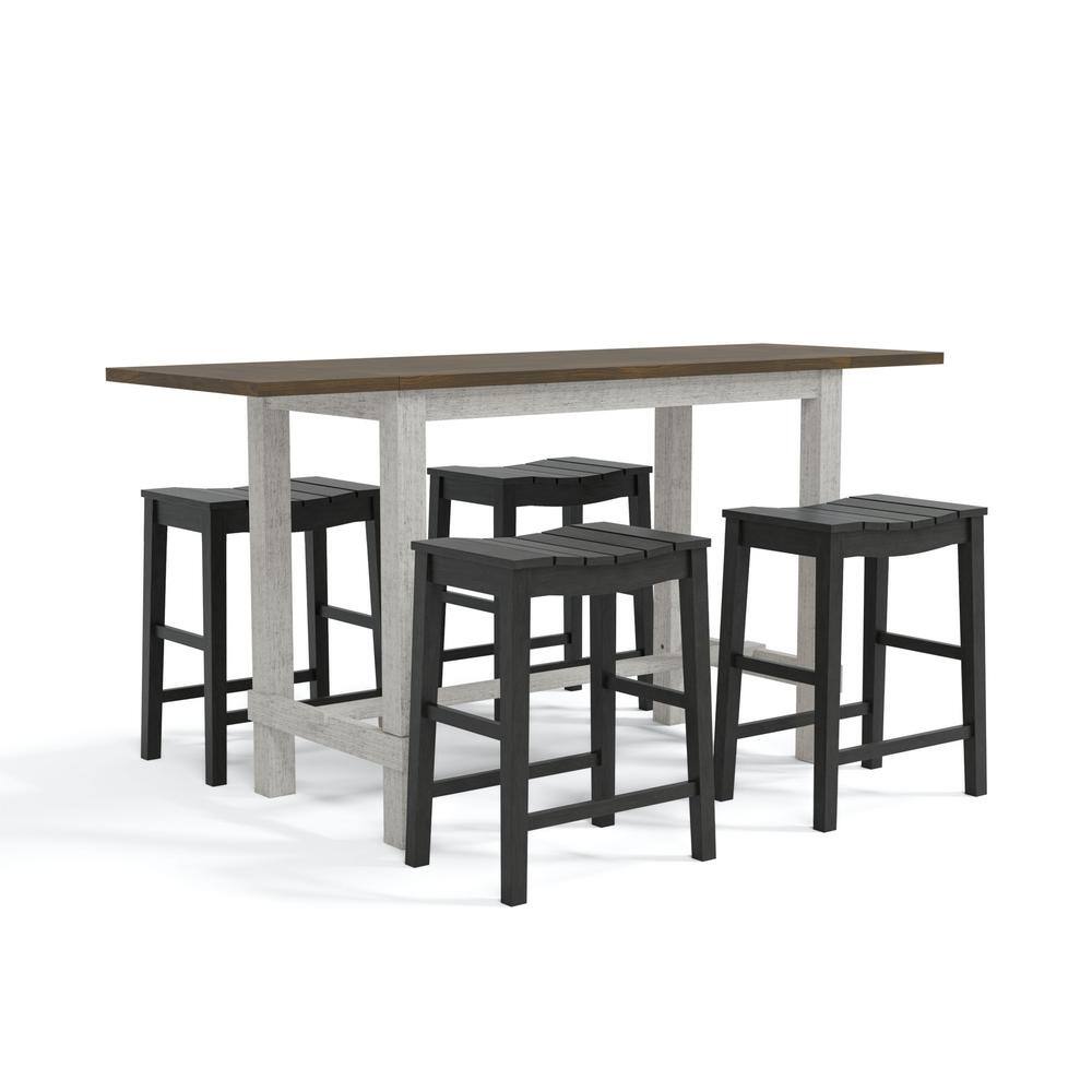 Furniture of America Whitcombe 5-Piece Black Counter Height Table and ...