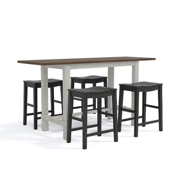 Furniture of America Whitcombe 5-Piece Black Counter Height Table and ...