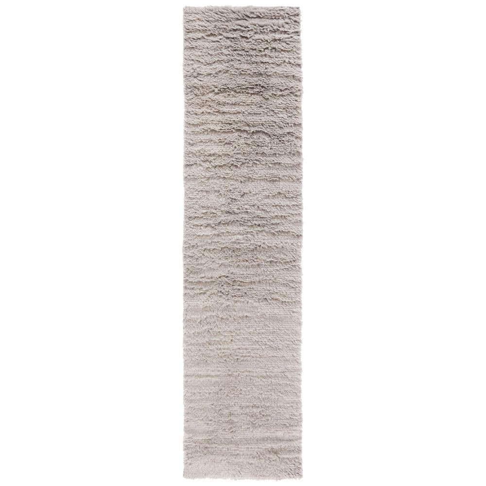 SAFAVIEH Casablanca 2 ft. x 9 ft. Gray Flokati Solid Color Runner Rug ...