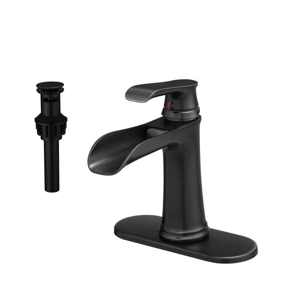 AIMADI Single Handle Single Hole Bathroom Faucet with Pop-Up Drain ...