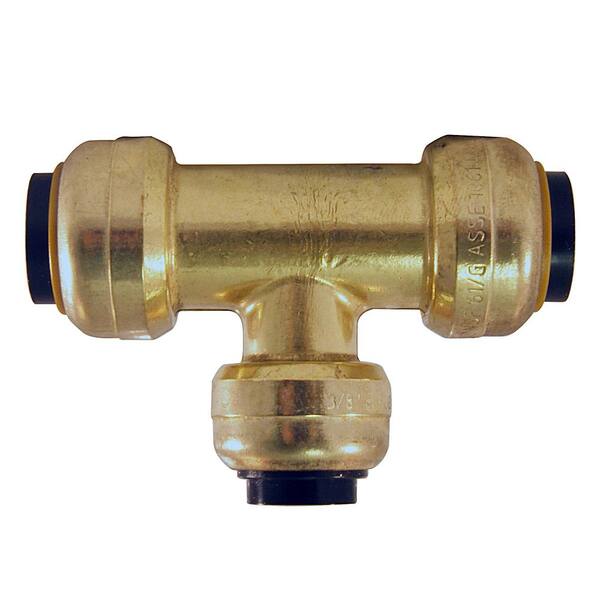 Tectite 1/2 in. x 1/2 in. x 3/8 in. Brass Push-To-Connect Reducer Tee FSBT121238 - The Home Depot