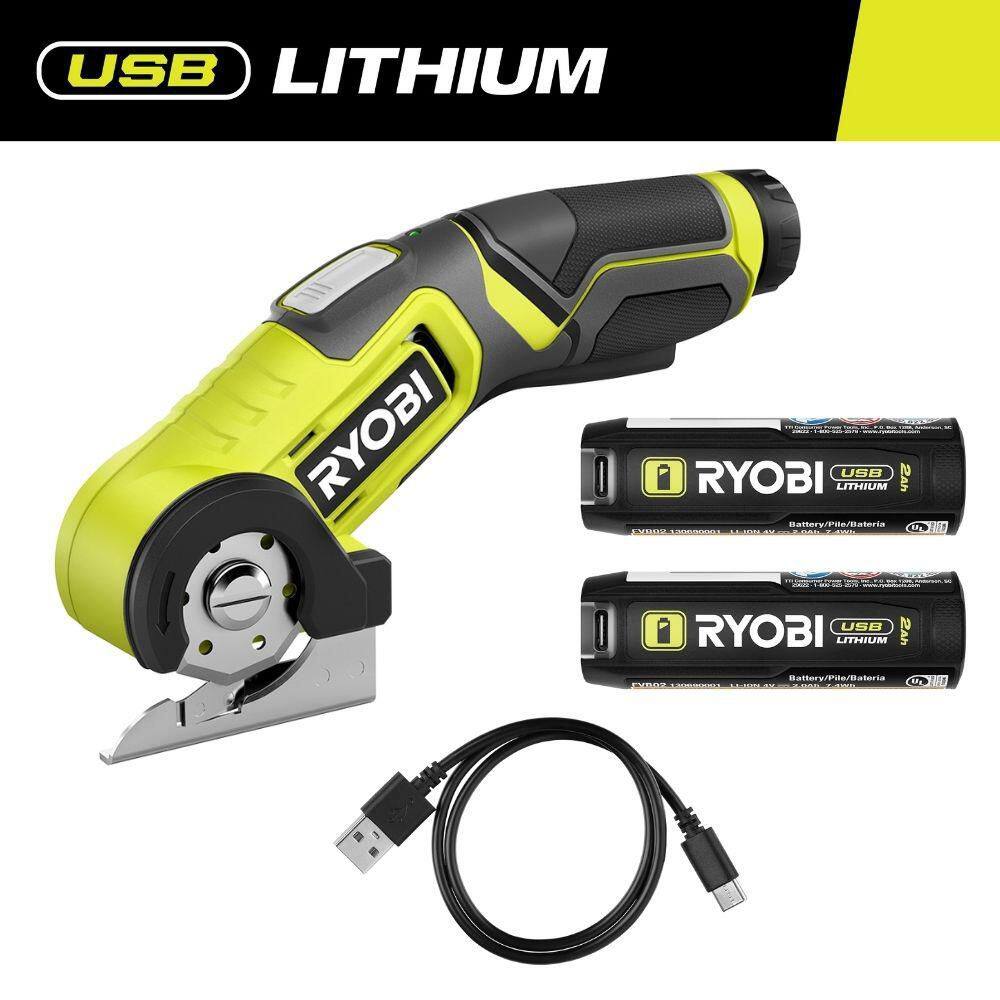 RYOBI USB Lithium Power Cutter Kit with USB Lithium 2.0 Ah Lithium ...