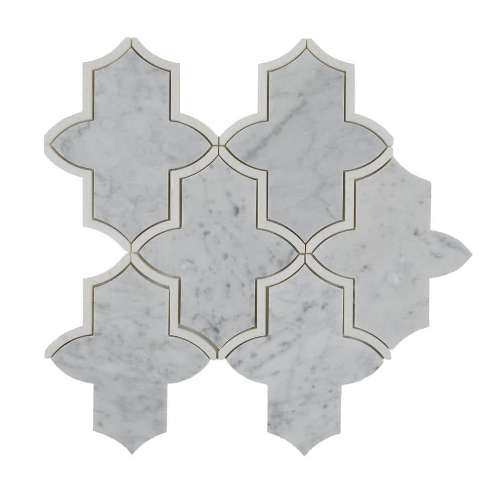 Daltile Lavaliere Diamond and Thassos White 12 in. x 13 in. Marble ...