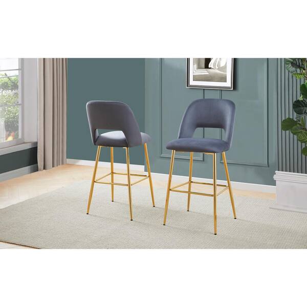 Grey velvet bar stools with chrome legs store