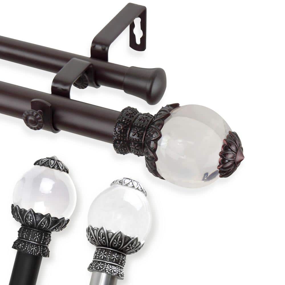 Rod Desyne Beam 120 in. - 170 in. Double Curtain 1 in. Dia Rod in Satin ...