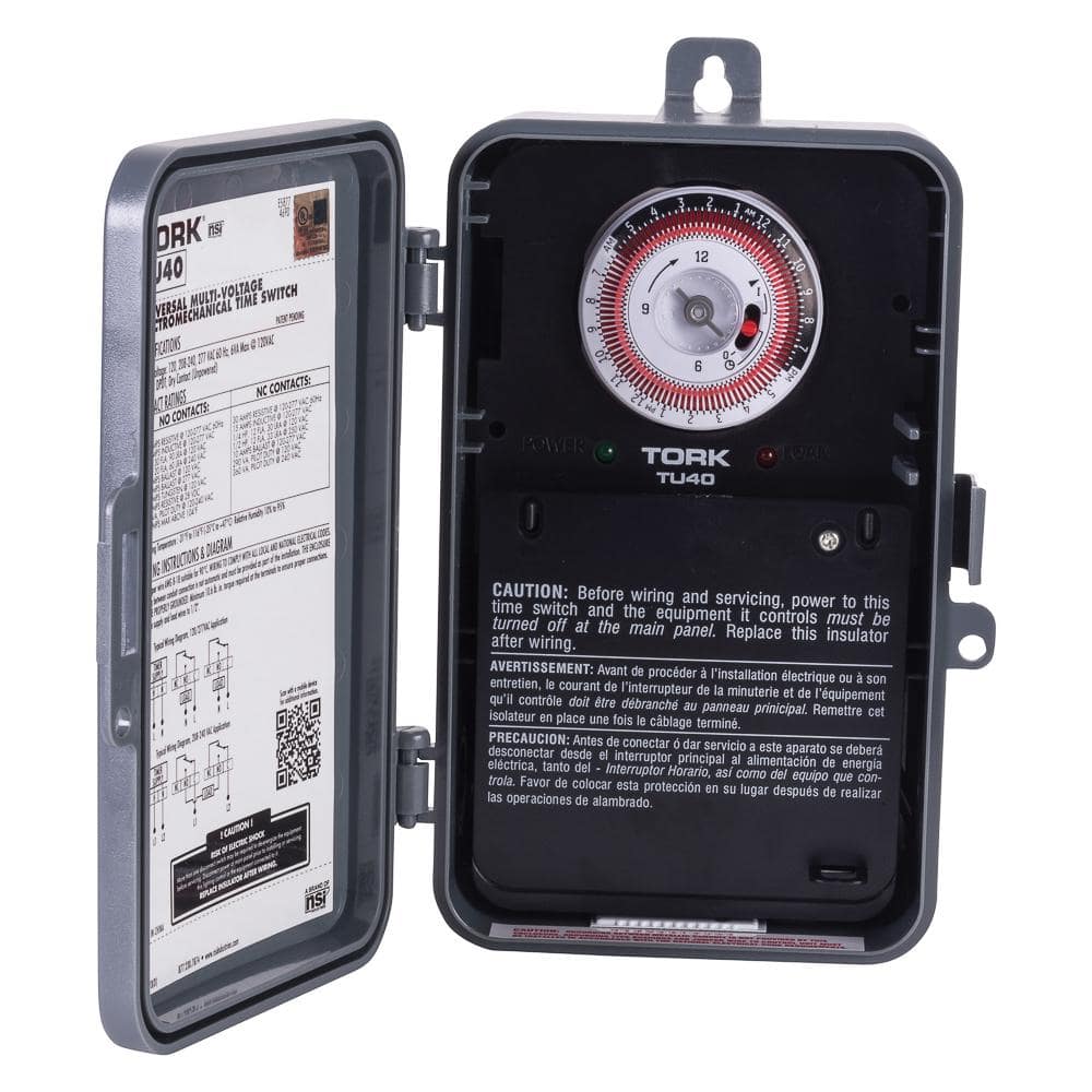 TORK 40-Amp Universal Multi-Voltage 24 Hour Mechanical Time Switch TU40 ...