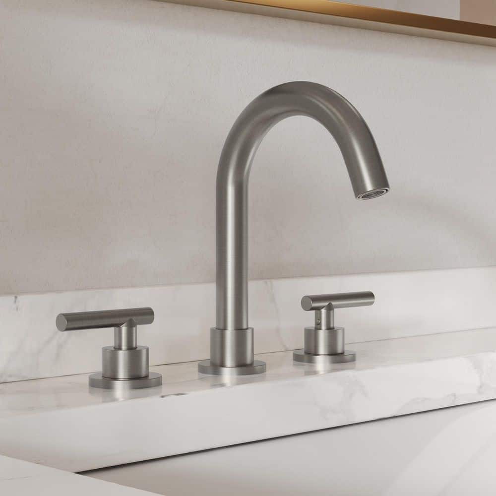 GRANDJOY 3-Hole 8 in. Widespread Double Handle Bathroom Sink Faucet ...