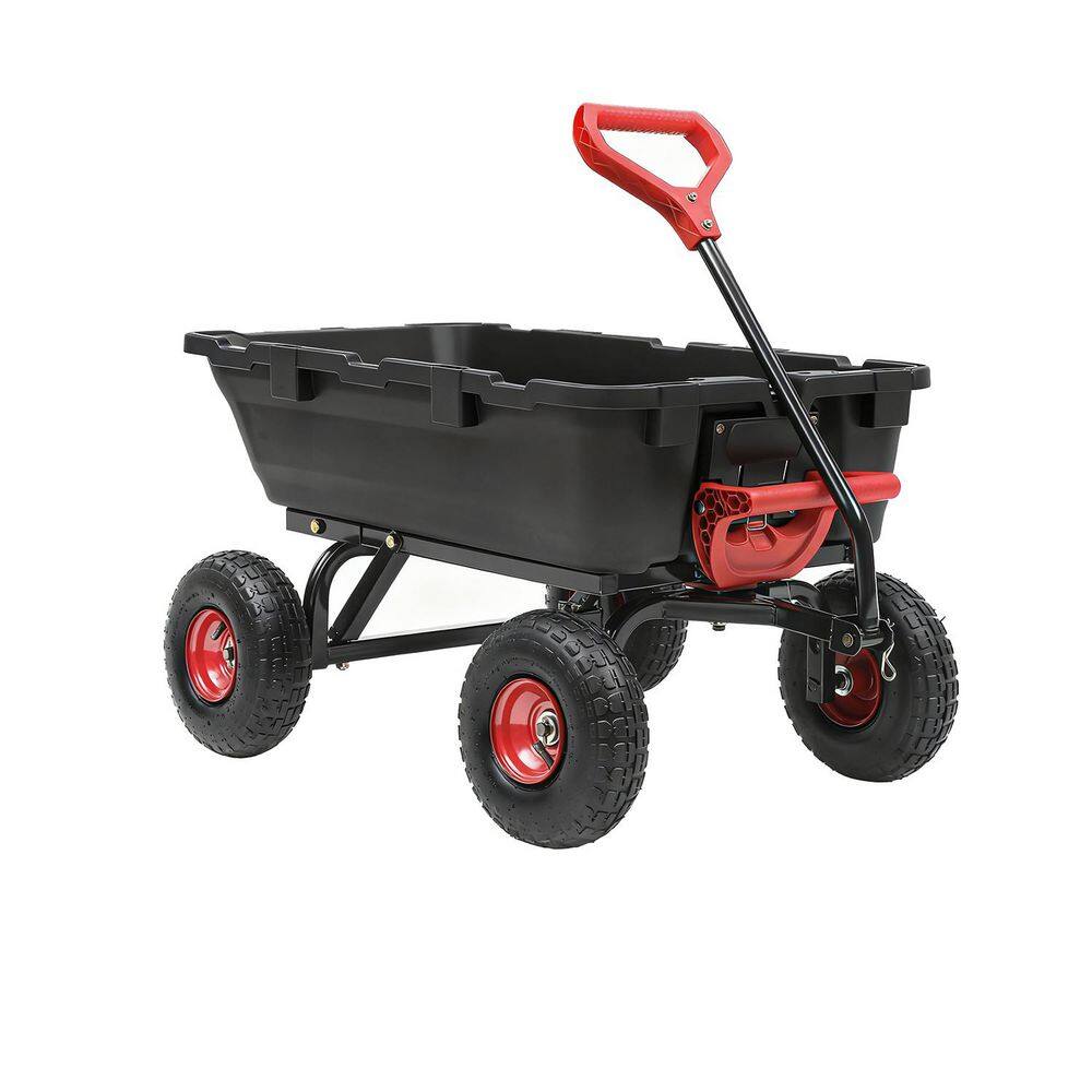 7 cu. ft. Steel Garden Cart with Wheels and 2-in-1 Handle HPFQNQ7JJQ ...