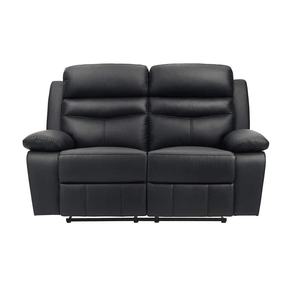 Lazzara Edelia 64 in. W Black Leather Manual Double Reclining 2-Seater ...