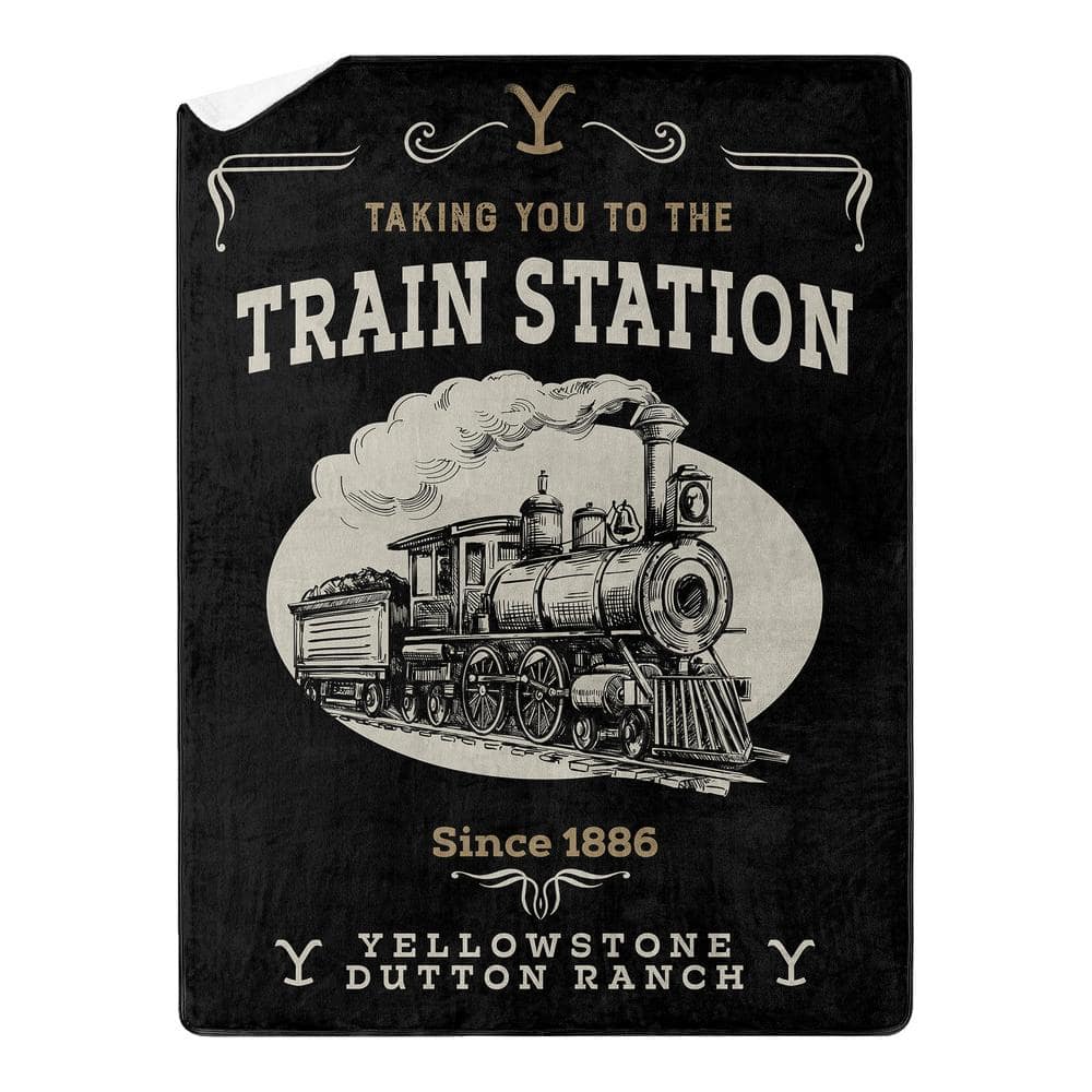 THE NORTHWEST GROUP Yellowstone Train Station Silk Touch Sherpa Throw ...