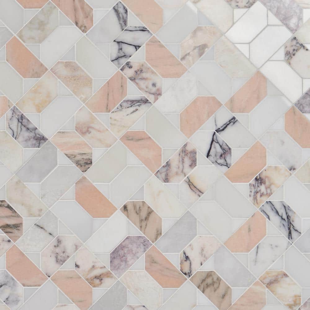 Ivy Hill Tile Sheba Grace Peach 12.83 in. x 12.83 in. Polished Marble ...