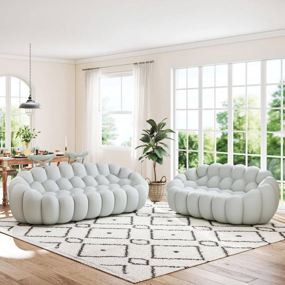 Magic Home (2-Piece) Bubble Armless Couch, 98 in. Gray Mesh Fabric ...