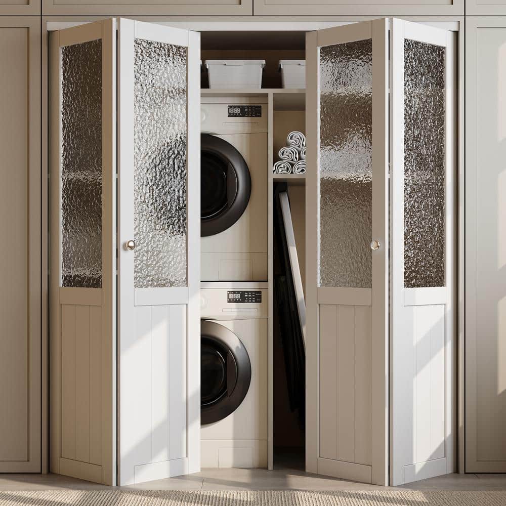 ARK DESIGN 72 in. x 80 in. 1/2 Lite Tempered Kasumi Ripple Glass Solid ...