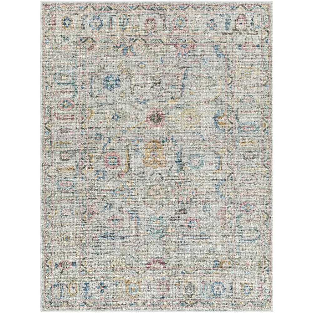 Livabliss Calhoun Grey Medallion 7 ft. x 9 ft. Machine-Washable Indoor ...
