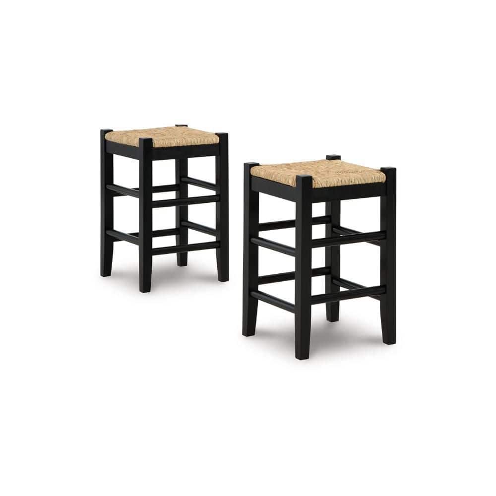 Benjara Anya Black and Brown Wood Frame Counter Height Stool (Set of 2 ...