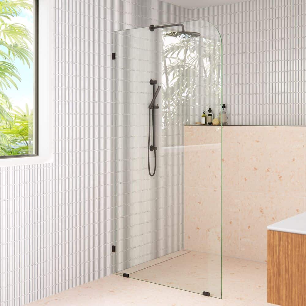 Glass Warehouse 40 in. W x 78 in. H Fixed Frameless Single Panel Radius ...