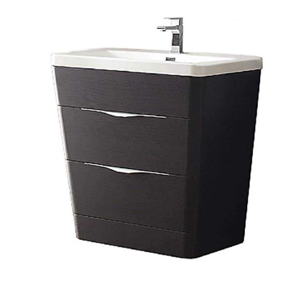 Fresca Milano 32 in. Vanity in Chestnut with Acrylic Vanity Top in ...
