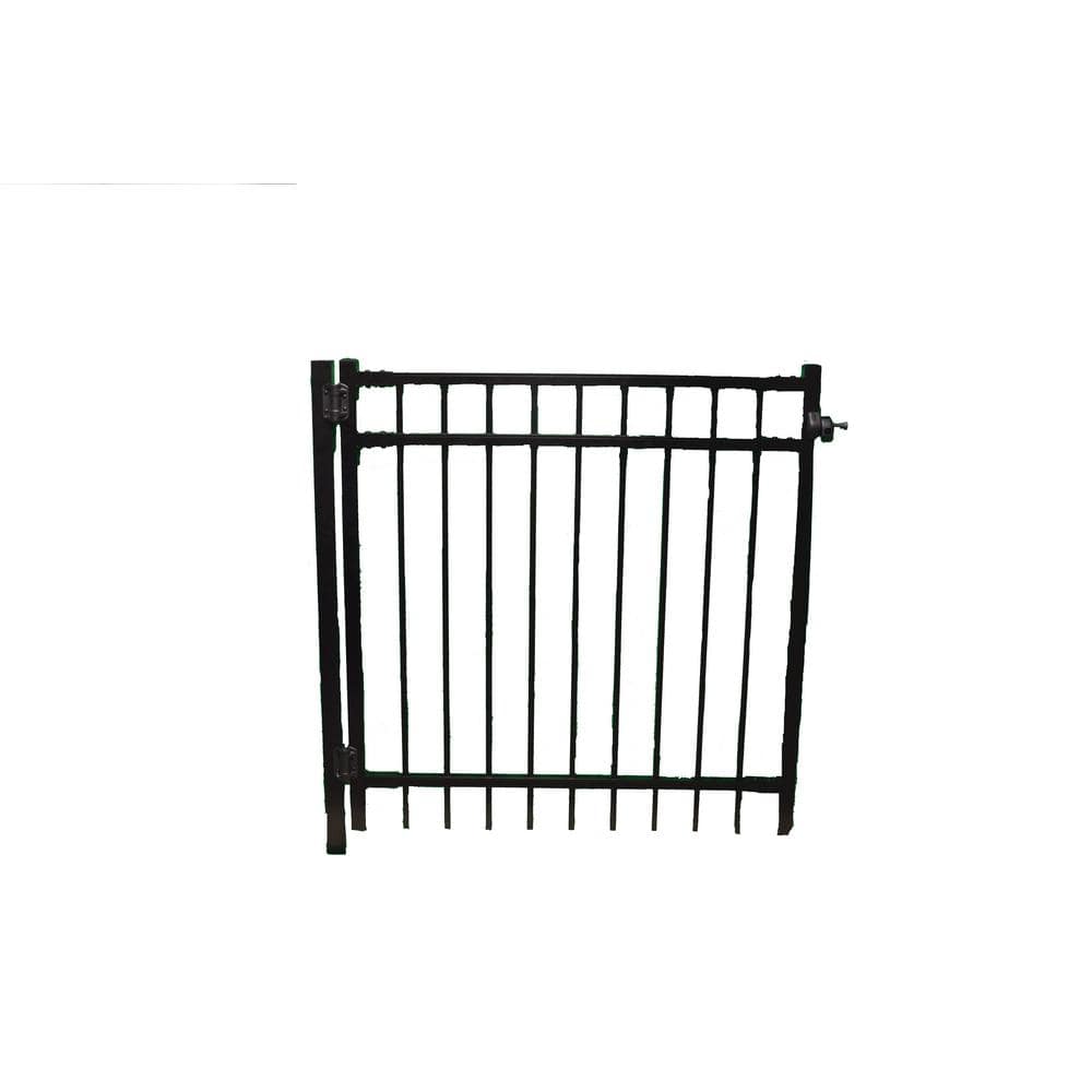 Weatherables Livingston 4 ft. W x 4 ft. H Black Aluminum Fence Gate Kit ...