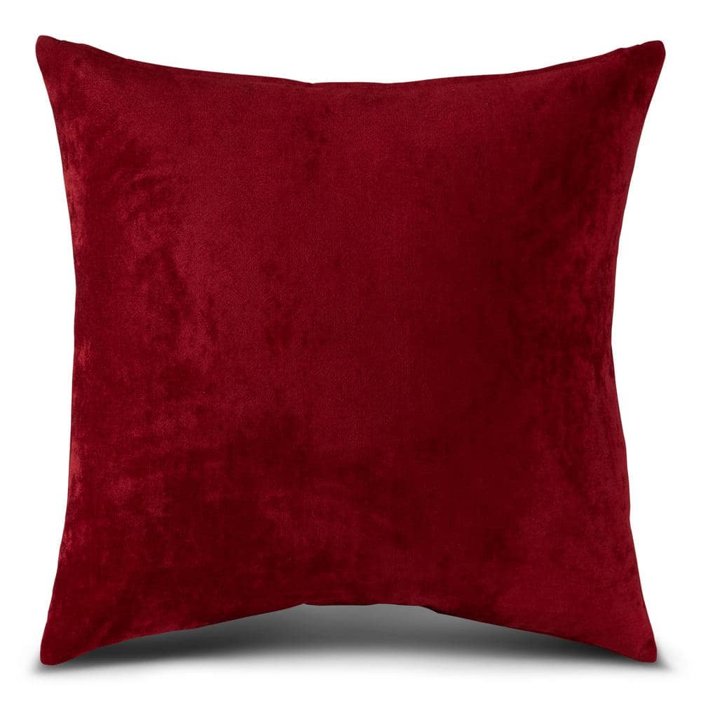 Greendale Home Fashions Solid Ruby Velvet 20 in. x 20 in. Square Throw ...