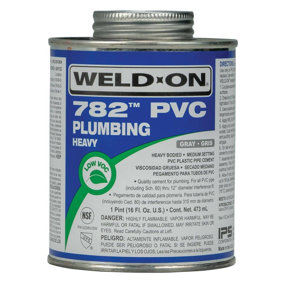 Weld-On 16 oz. 782 Heavy-Bodied PVC Cement, Clear, Pint 14022R - The ...