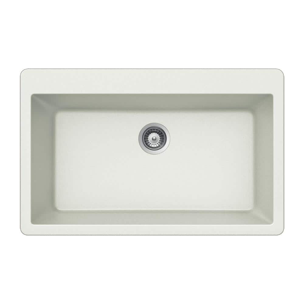 HOUZER Houzer Quartztone 33 in. Cloud Granite Composite Topmount Single ...