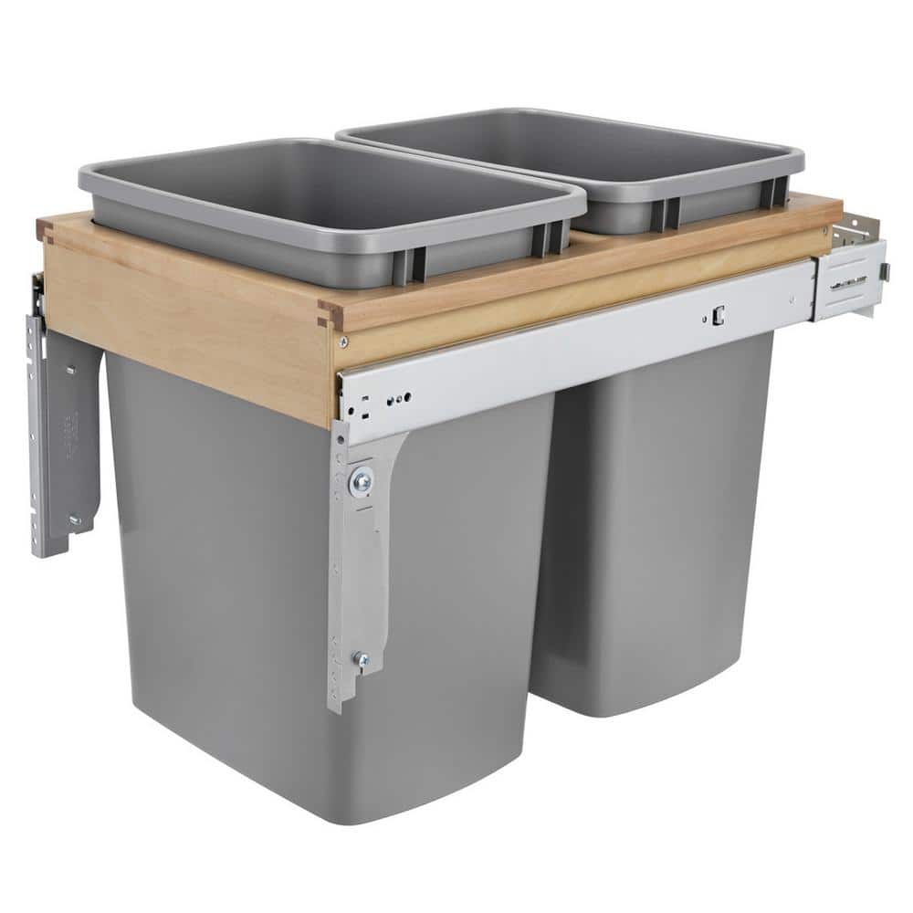 Rev-A-Shelf Gray Pull Out Top Mount Trash Can w/ Soft-Close, 35 Qt ...