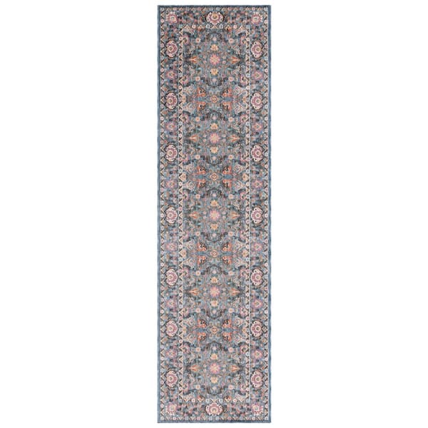 SAFAVIEH Crimson 2 ft. x 8 ft. Blue/Black Oriental Floral Runner Rug ...