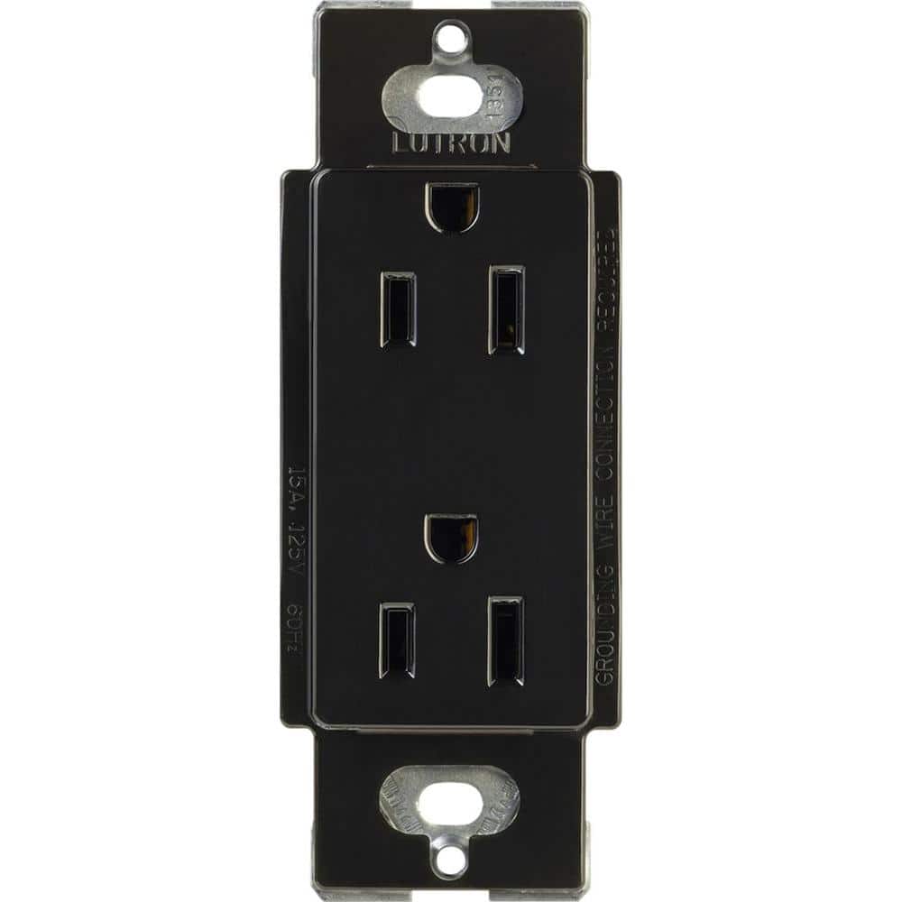 Lutron Claro Tamper-Resistant Duplex Receptacle, 15 Amp, Black (CARS-15 ...