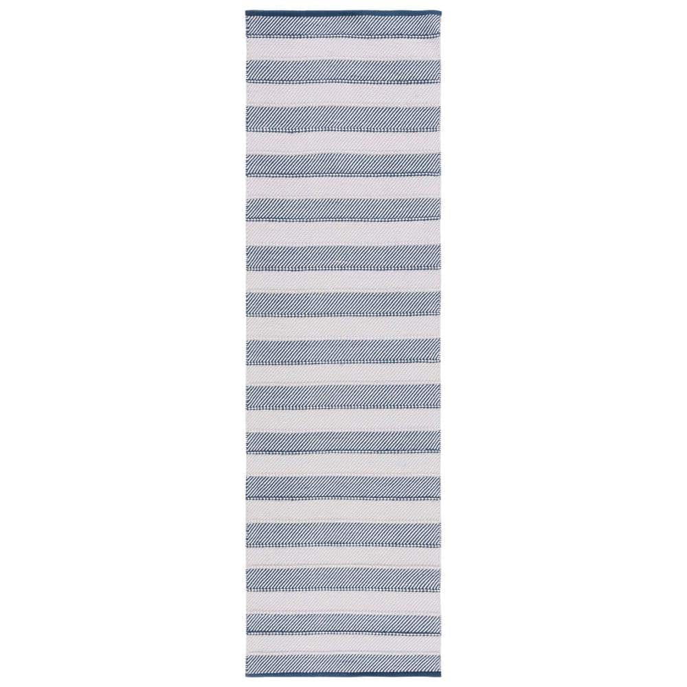 SAFAVIEH Striped Kilim Grey Blue 2 ft. x 8 ft. Striped Runner Rug ...