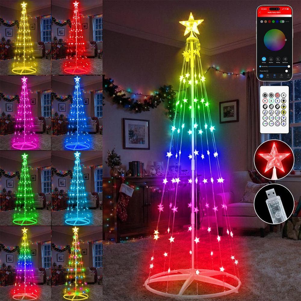 AVATAR CONTROLS 7 ft. Smart Lighted Star-Shaped Artificial Christmas ...