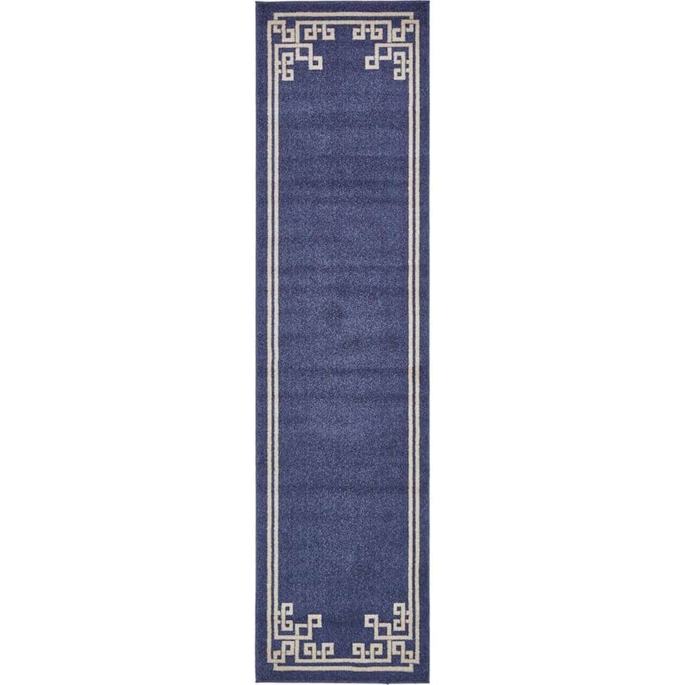 Unique Loom Athens Geometric Navy Blue 2' 7 x 10' 0 Runner Rug 3135738 ...