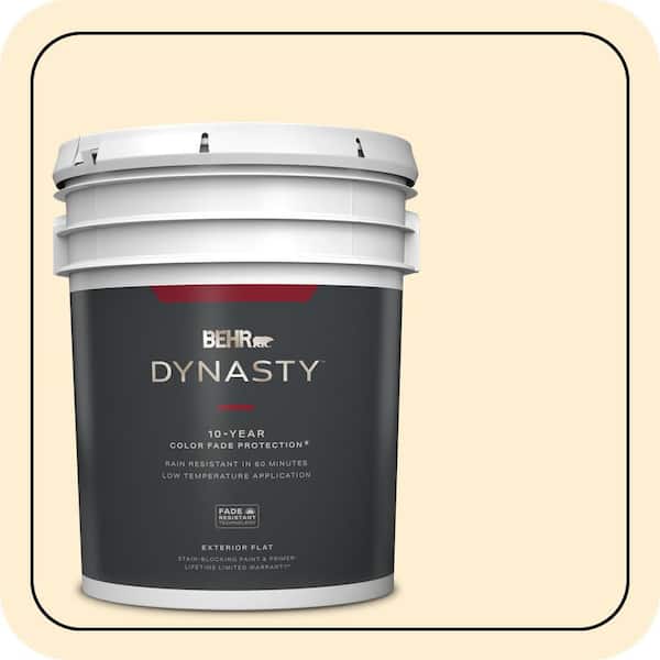 BEHR DYNASTY 5 gal. #YL-W03 Honied White Flat Exterior Stain-Blocking ...