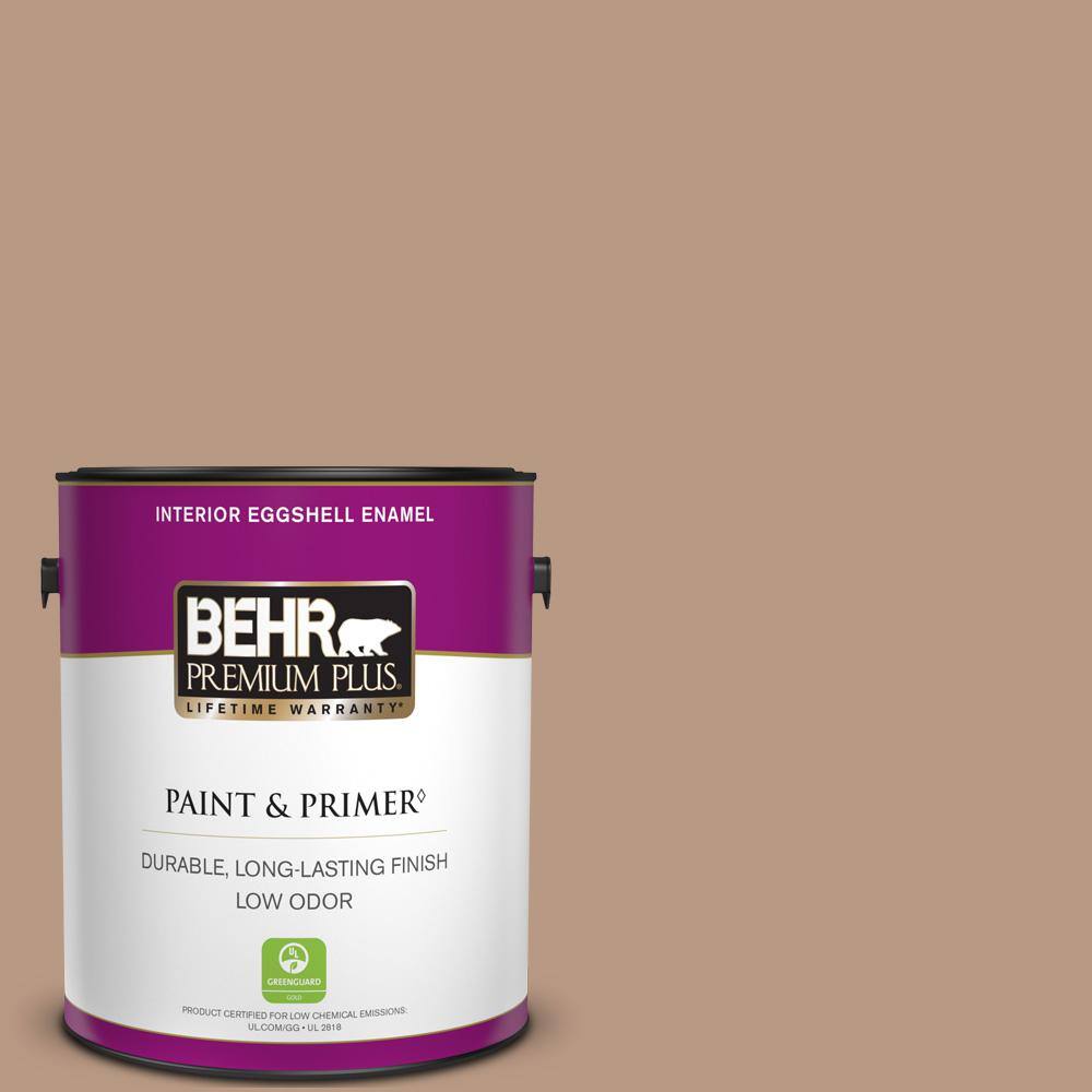 BEHR PREMIUM PLUS 1 gal. #250F-4 Stone Brown Eggshell Enamel Low Odor ...