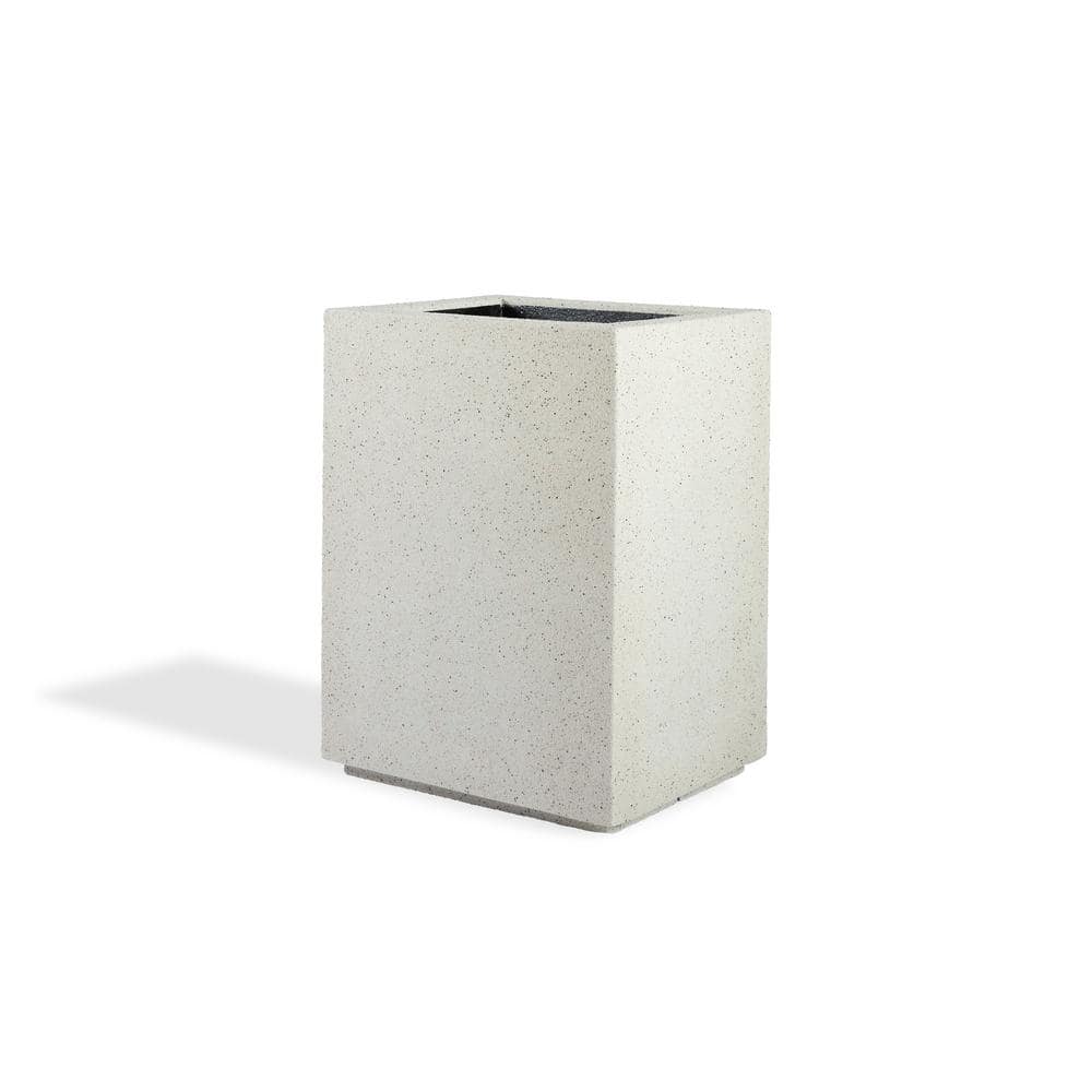 PolyStone Planters Cozumel Column 23 in. x 30 in. White Granite ...