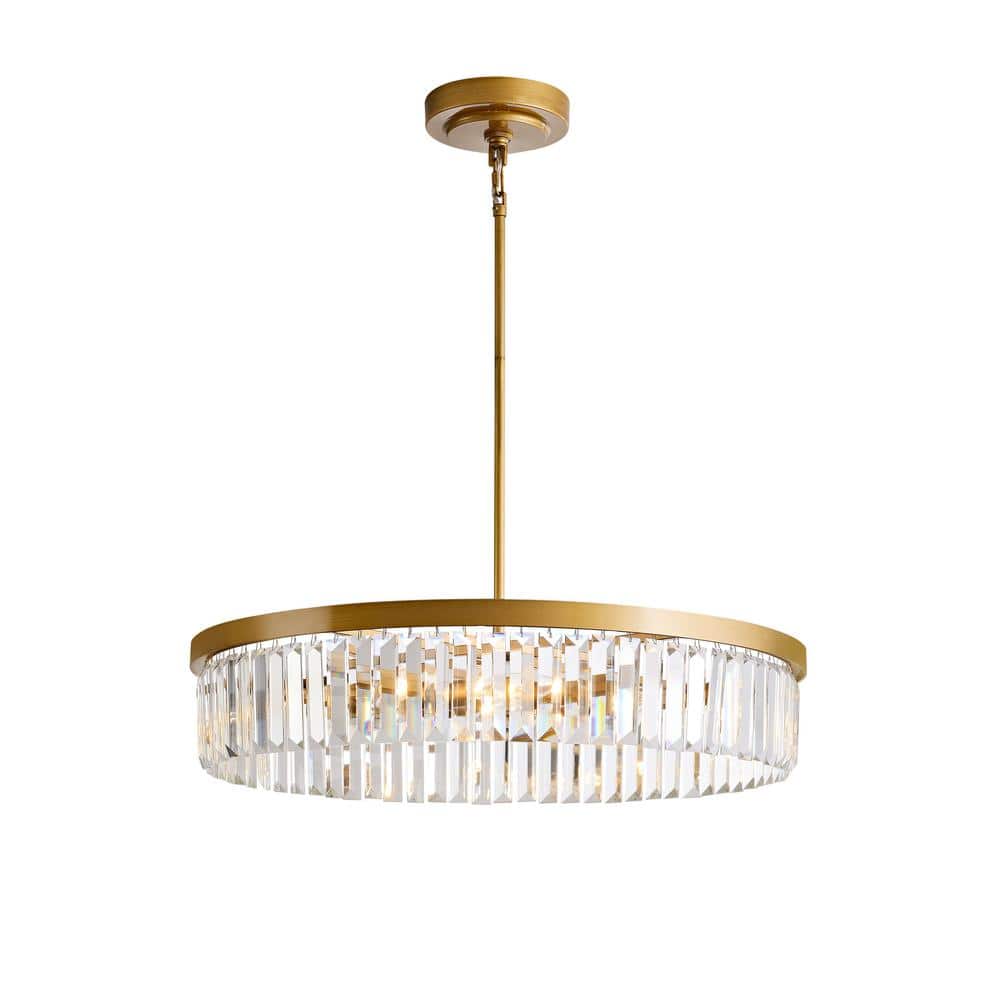Jojospring Celina 6-light Brushed Brass Glam Crystal Glass Prism Drum ...