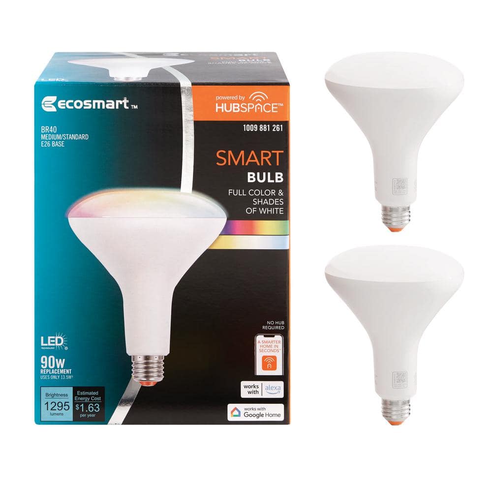 EcoSmart 90-Watt Equivalent Smart BR40 Color Changing CEC LED Flood ...